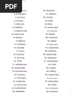 Comprehensive Values and Virtues List | PDF | Courage | Virtue