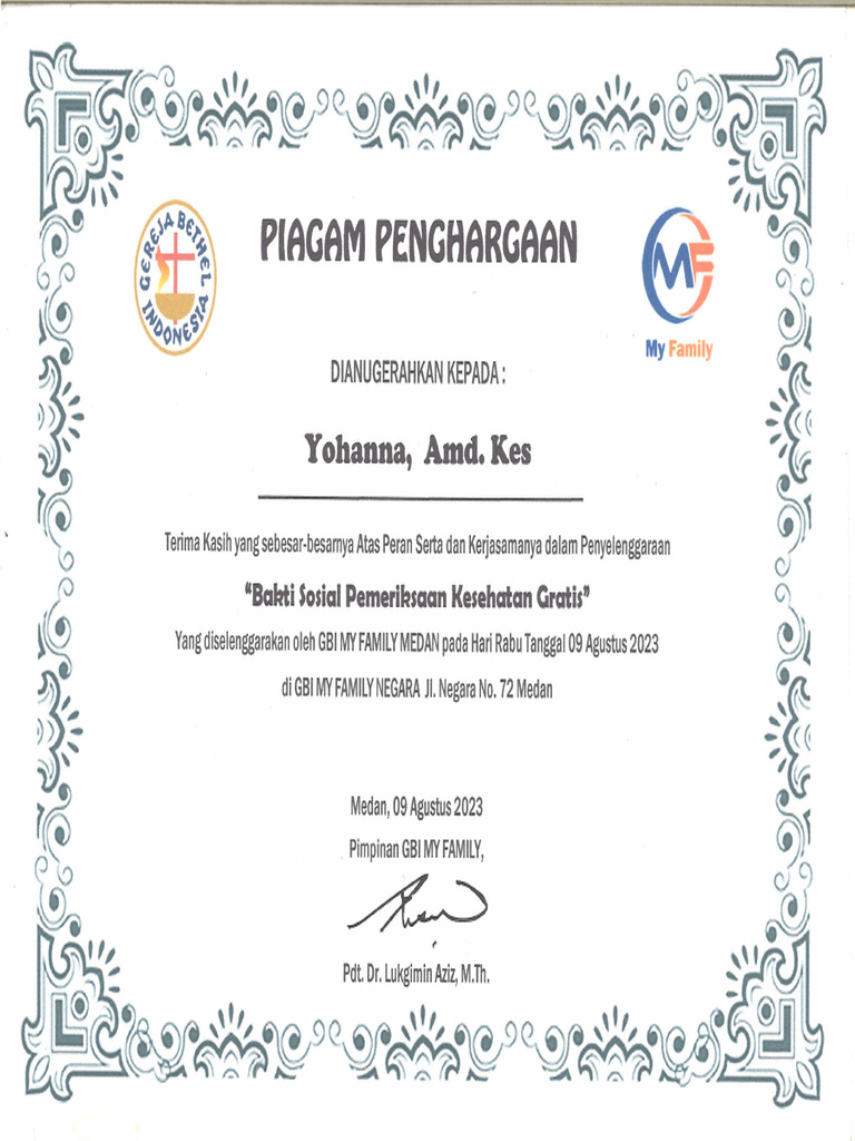 Piagam Pengabdian | PDF