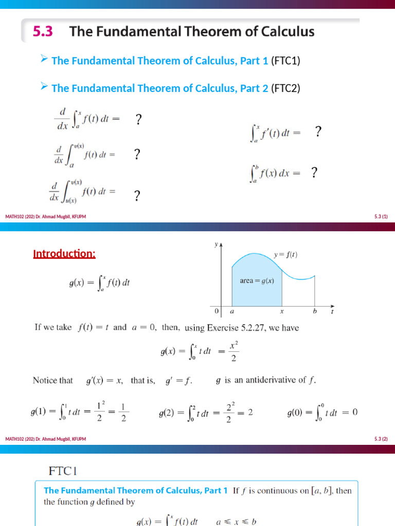5.3 The Fundamental Theorem of Calculus | PDF | Mathematics ...
