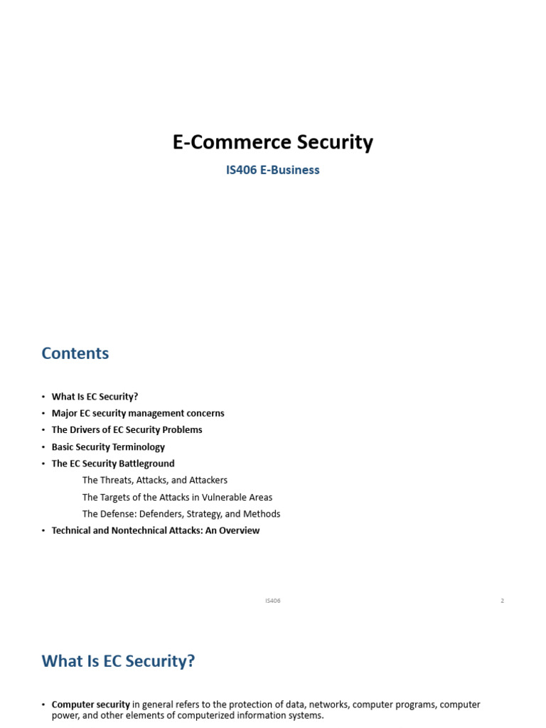 Lecture 10 E-Commerce Security Part 1 | PDF | Malware | Computer Virus