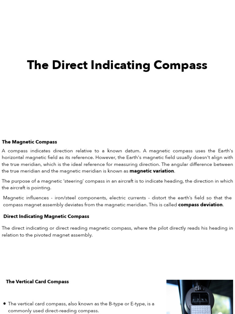 Direct Indicating Compass in Aircraft | PDF | Compass | Magnetism
