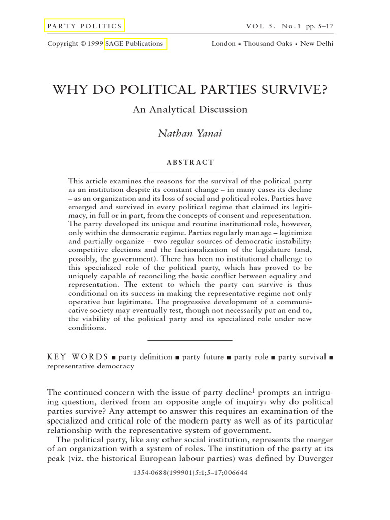 Reasons for Political Party Survival | PDF | Political Parties | Elections