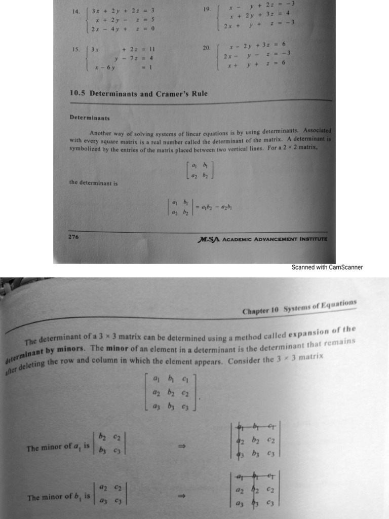 Determinants and Cramers Rule | PDF