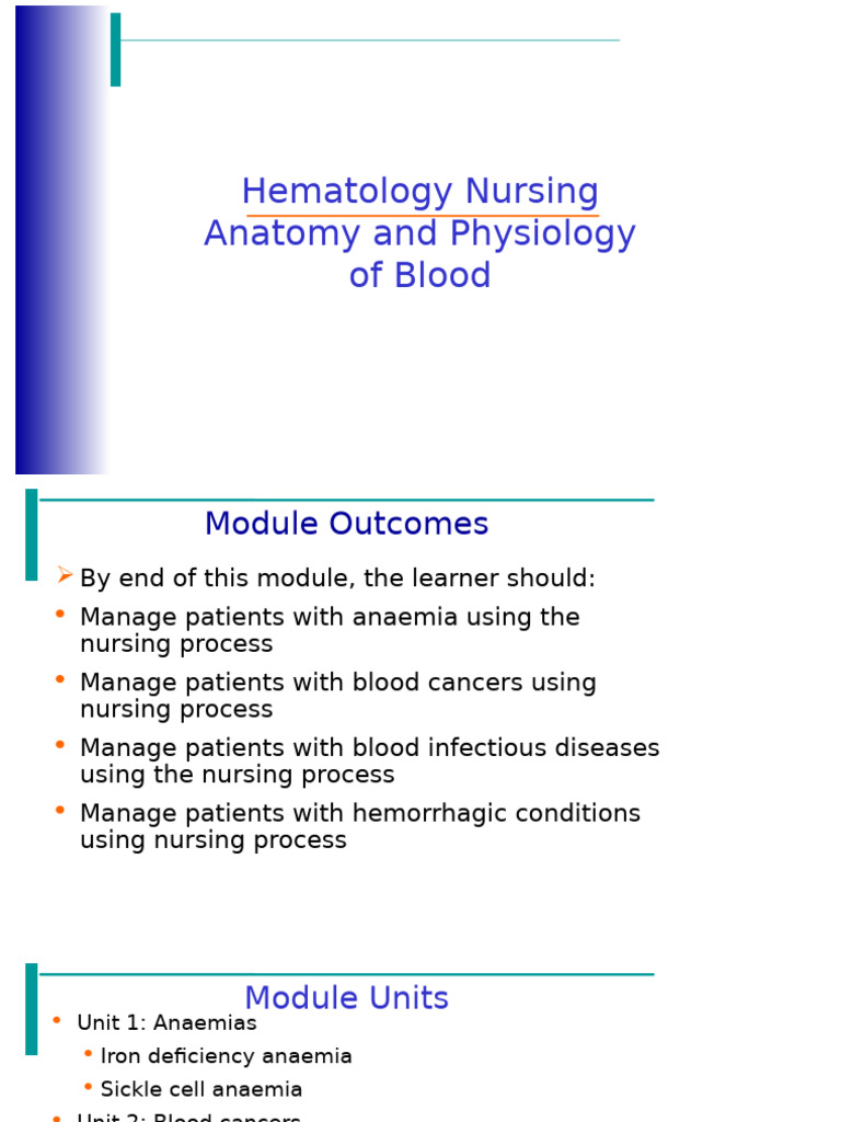 Hematology Nursing Overview | PDF | White Blood Cell | Red Blood Cell