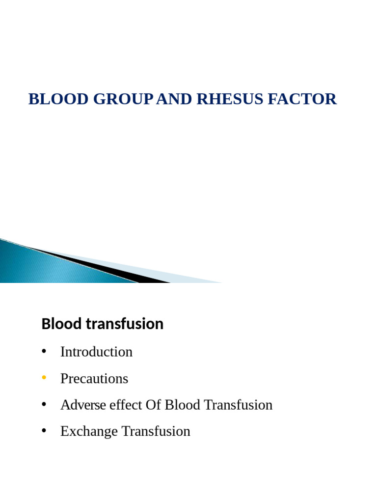Blood Groups and Rh Factor Overview | PDF | Blood Type | Blood Transfusion