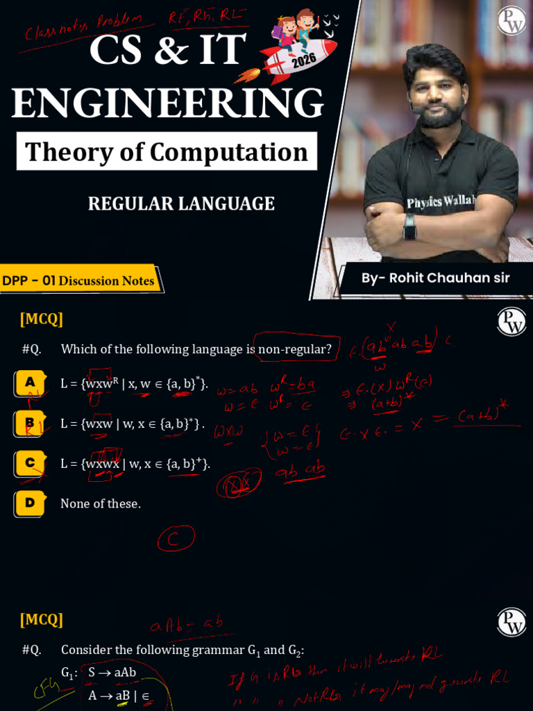 (Theory of Computation) Regular Languages DPP 01 Discuss | PDF | Regular Expression ...