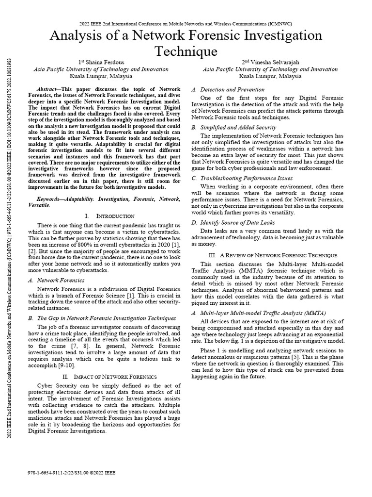 Network Forensic Investigation Techniques | PDF | Computer Network ...