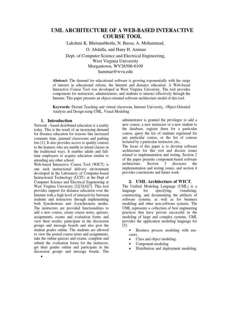 Uml Architecture of A Web-Based Interactive Course Tool | PDF | Component Based Software ...