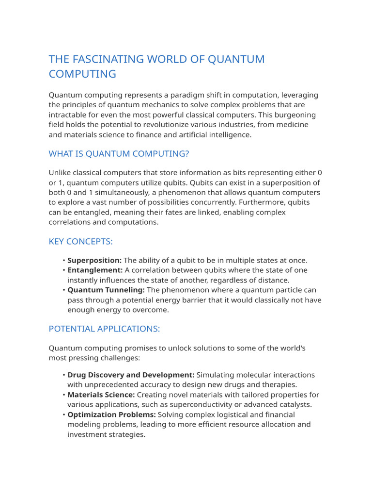 The Fascinating World of Quantum Computing | PDF | Quantum Computing ...