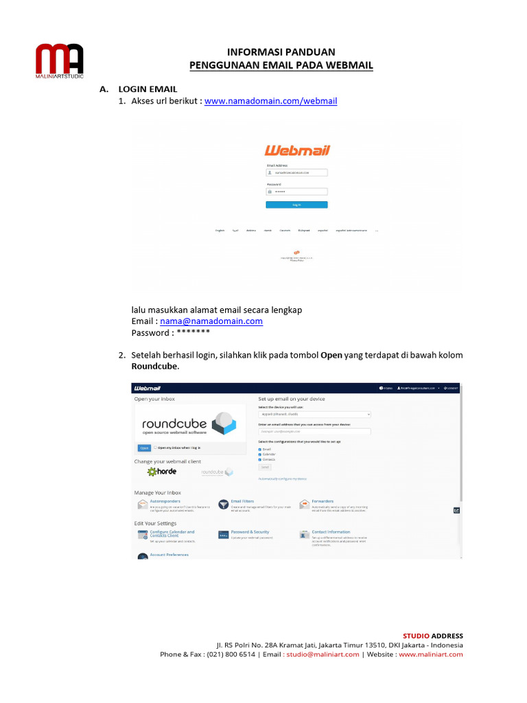 Panduan Login dan Penggunaan Webmail | PDF