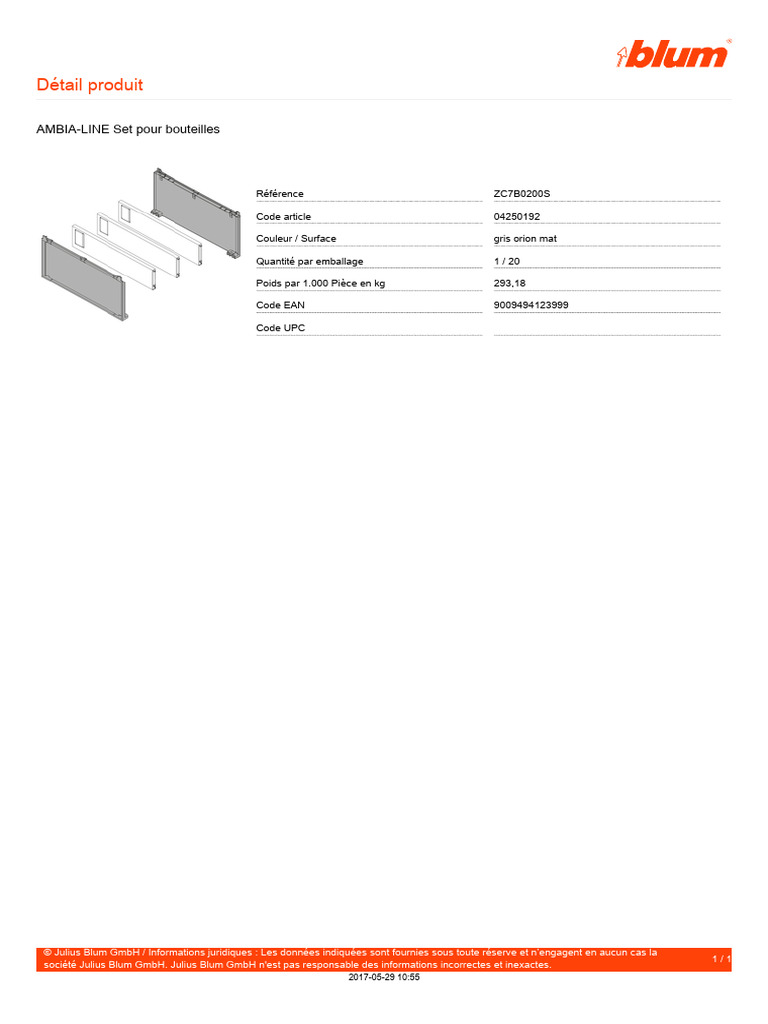 Set AMBIA-LINE pour bouteilles - Julius Blum | PDF