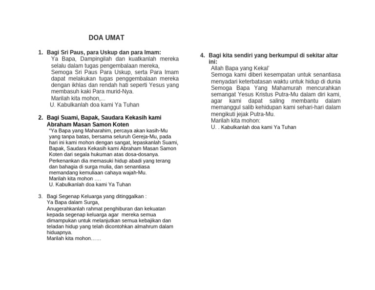 Doa Umat untuk Pemimpin dan Keluarga | PDF