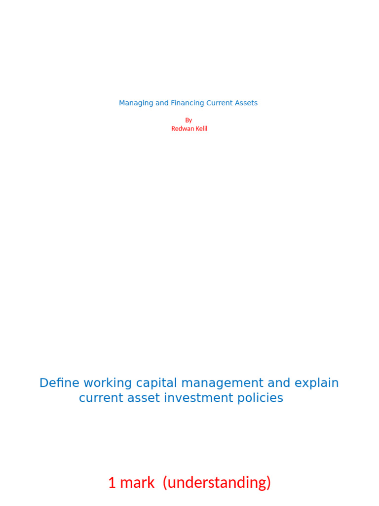 Current Assets Management & Financing Guide | PDF | Working Capital ...