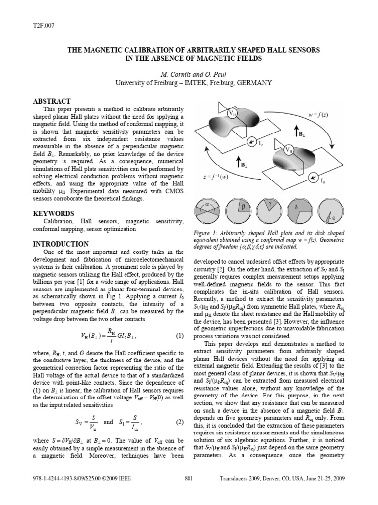 The Magnetic Calibration of Arbitrarily Shaped Hall Sensors in The ...