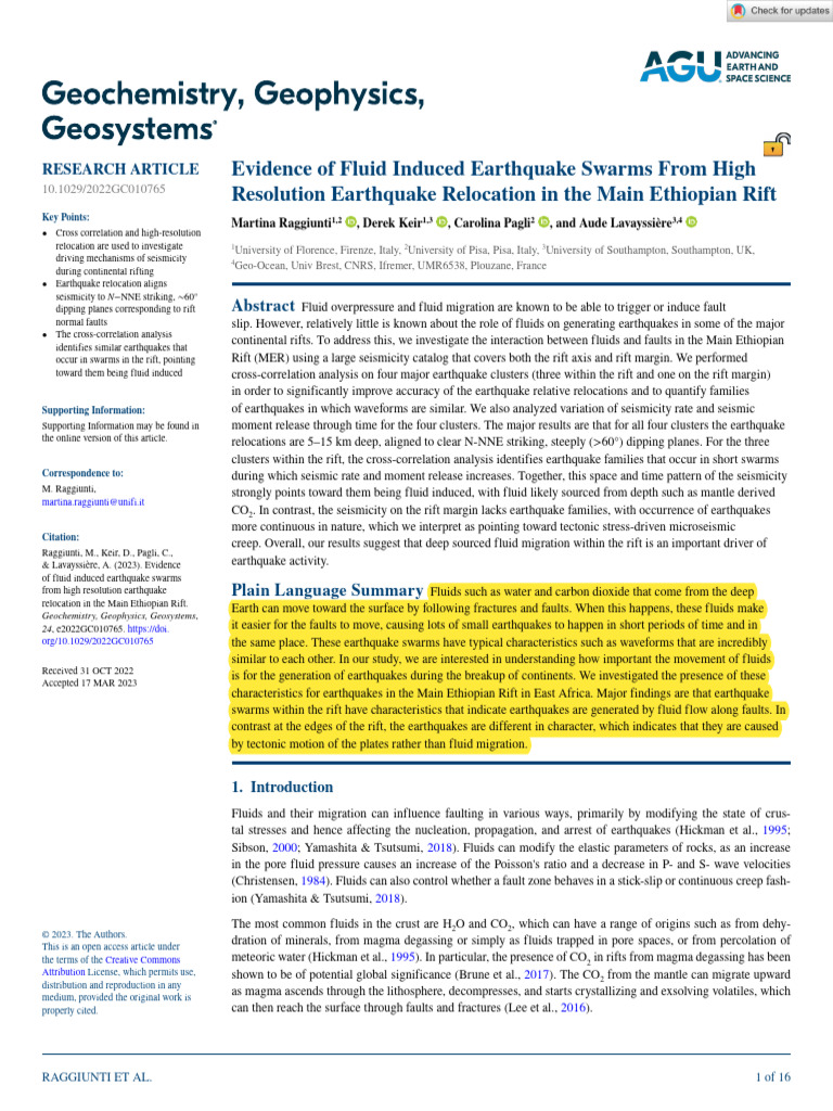 Fluid-Induced Earthquake Swarms in MER | PDF | Earthquakes | Rift