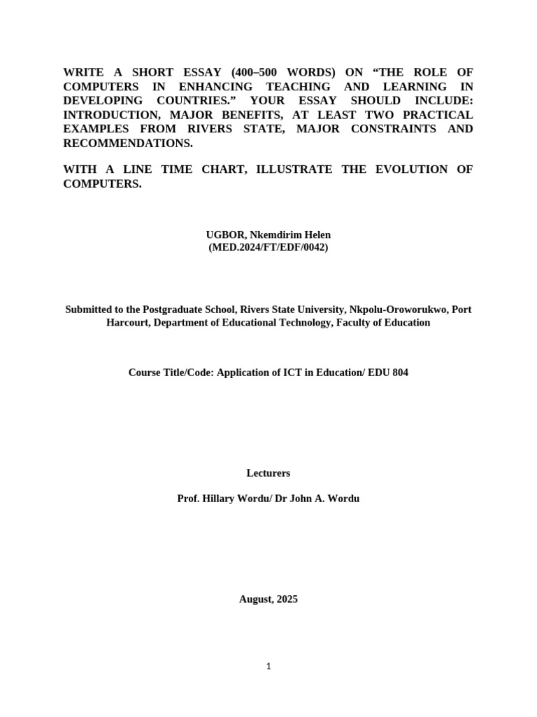 Helen - The Role of Computers in Enhancing Teaching and Learning in ...
