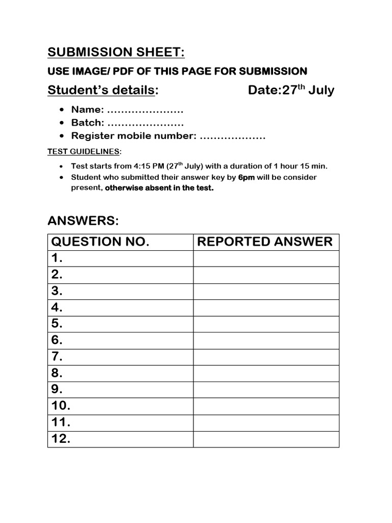 Submission Sheet Test 02 | PDF