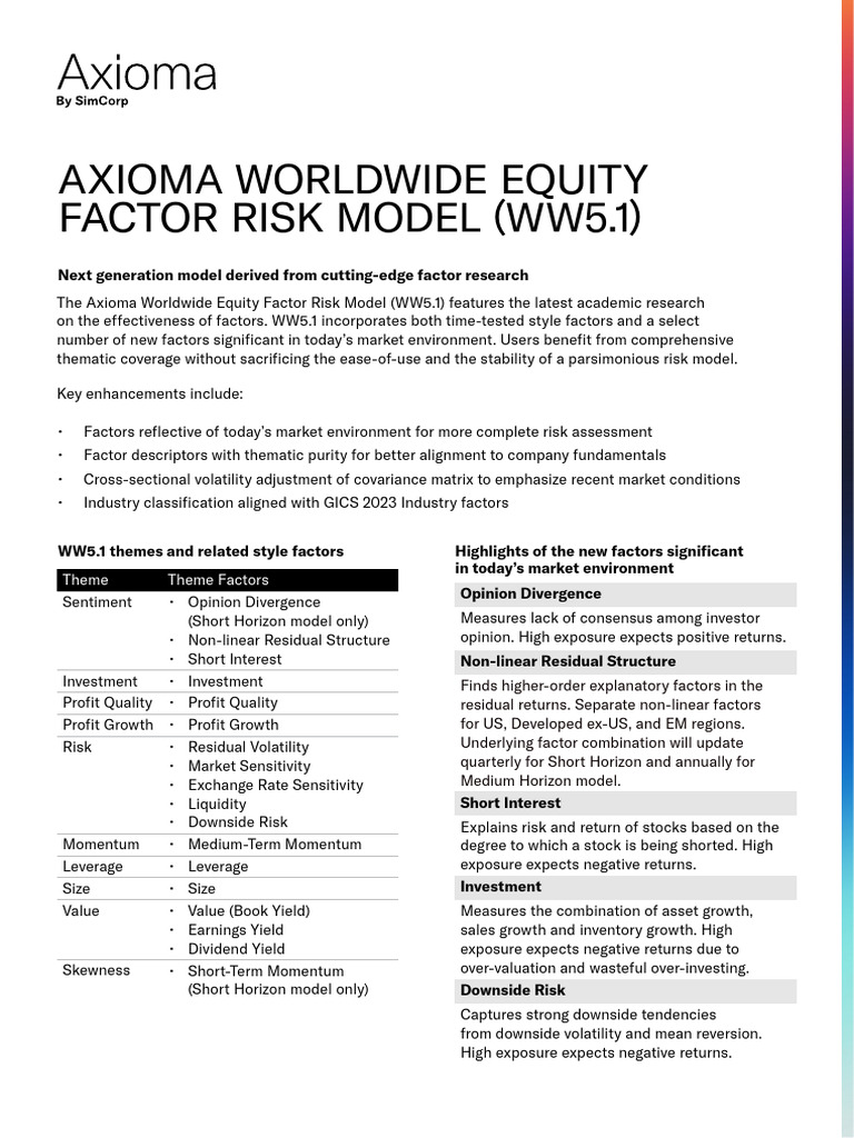 Axioma Worldwide Equity Risk Model | PDF | Risk | Investing
