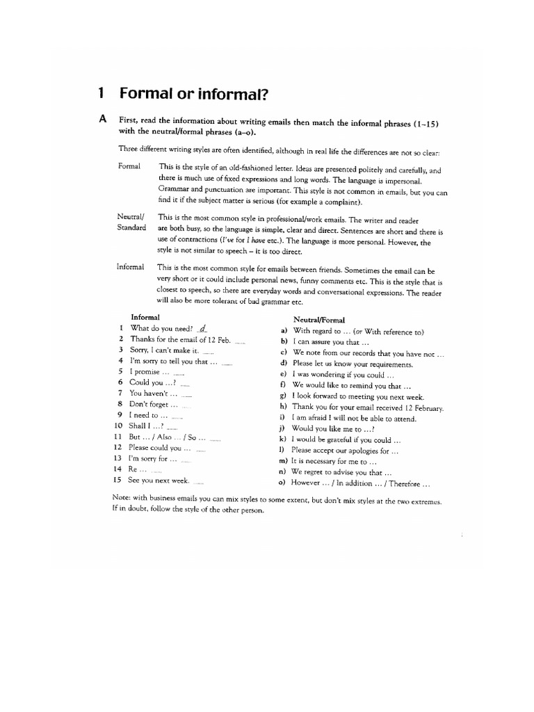 Formal Informal Emails Pdf
