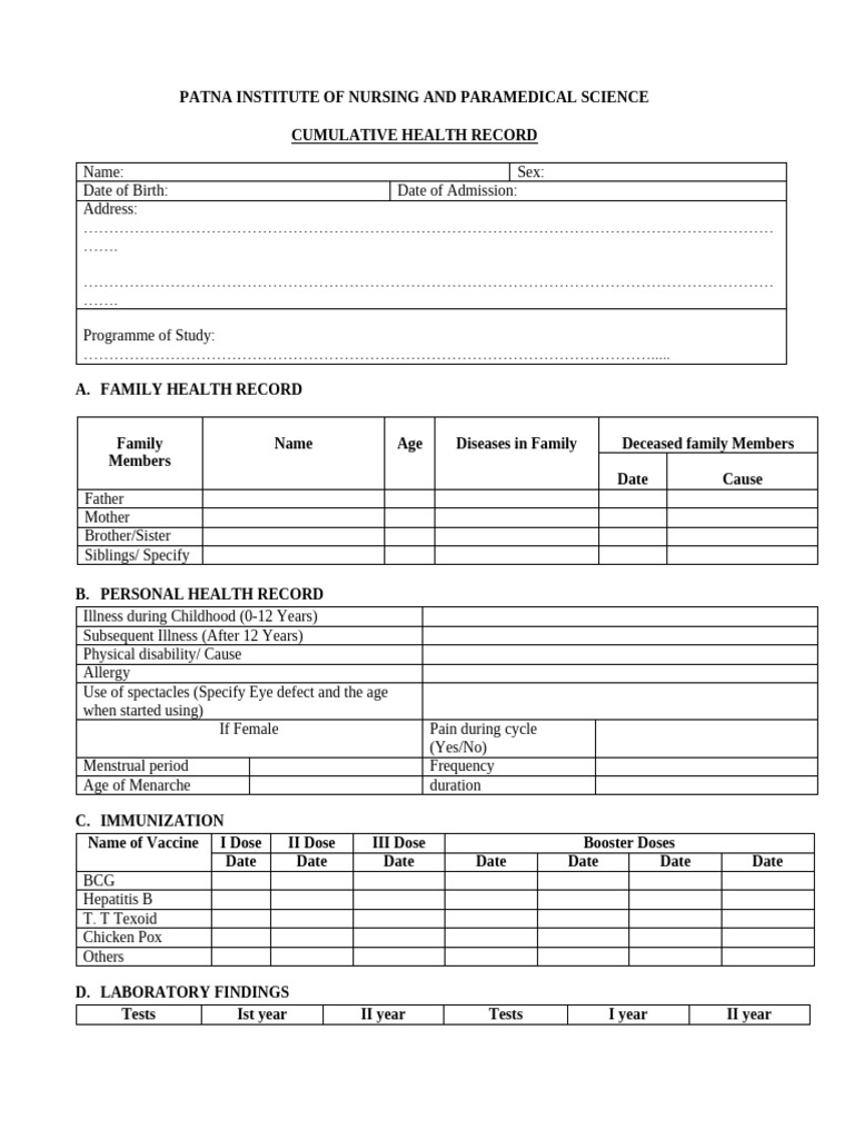 Cumulative Patient Health Record | PDF | Medical Specialties | Health ...