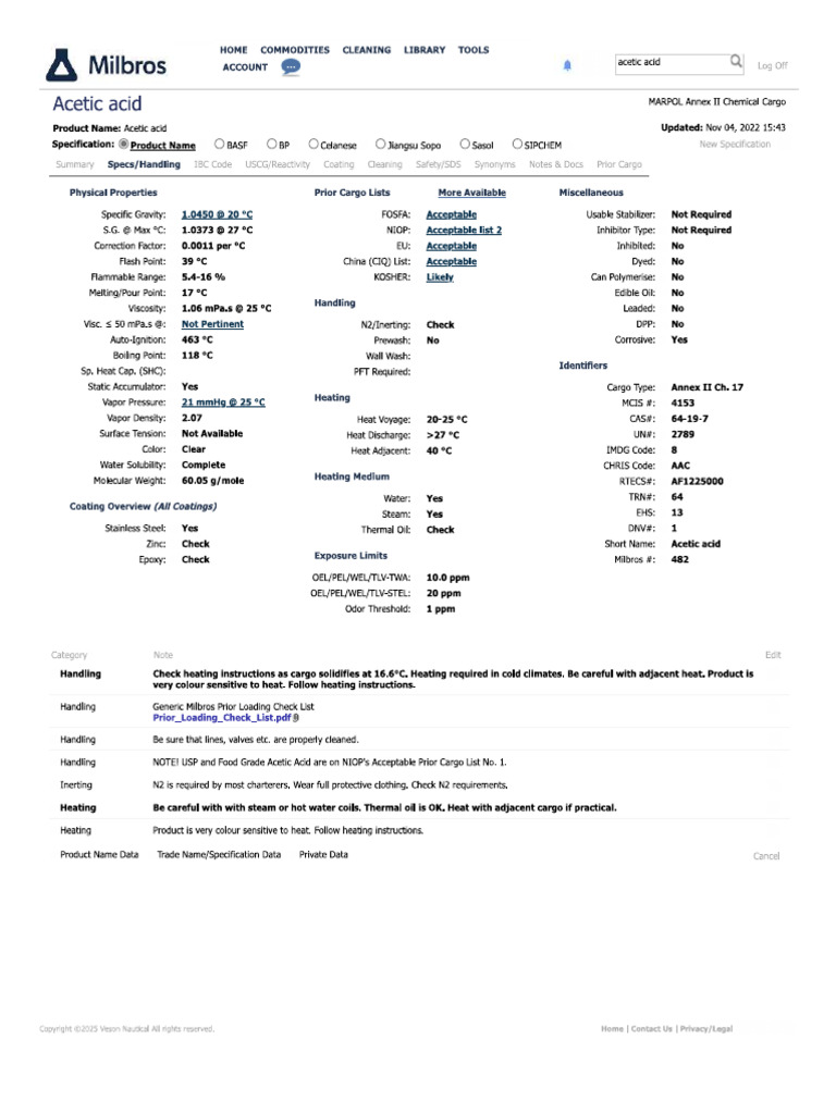 Acetic Acid Handling | PDF