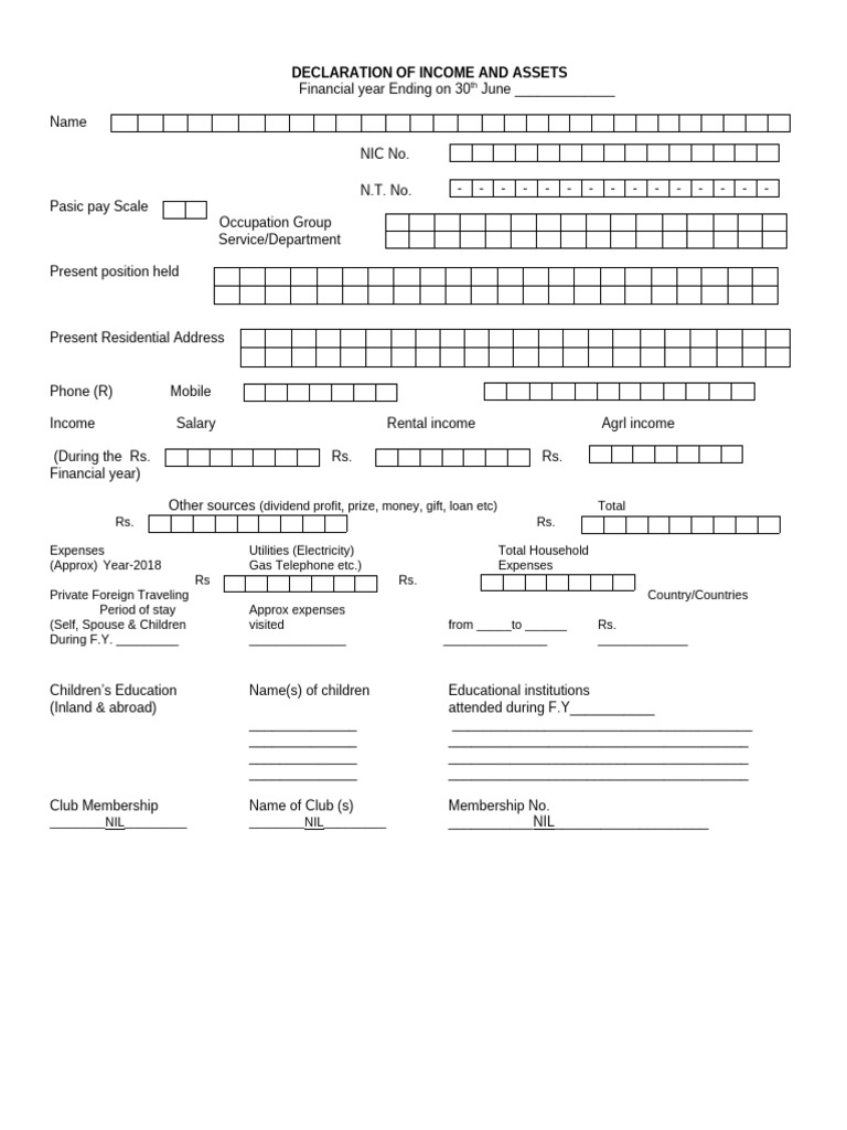 Declaration of Income and Assets | PDF | Banks | Expense
