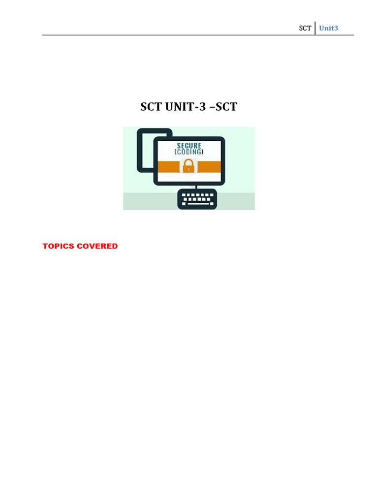 IV-I SCT UNIT - 3 Secure Coding Practices and OWASP Top 10 | PDF | Security | Computer Security