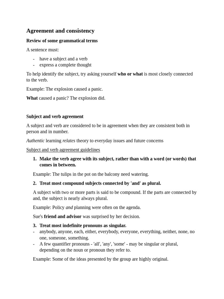 Subject-Verb Agreement Guidelines | PDF | Grammatical Number | Pronoun