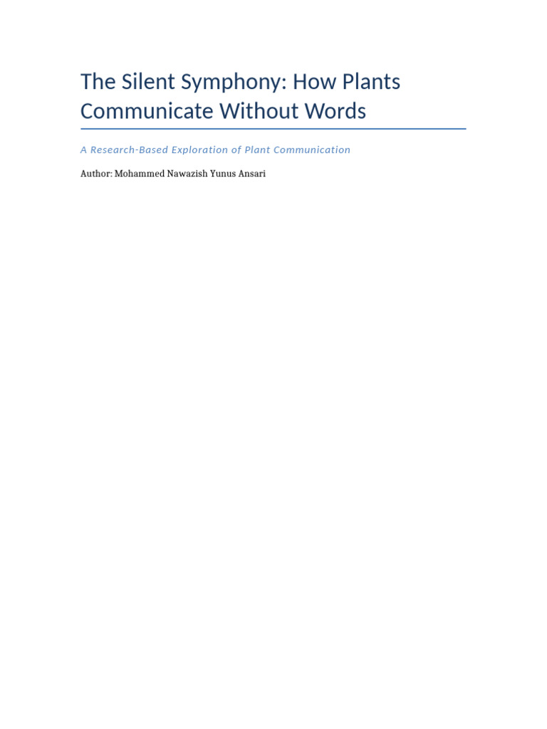 Silent Symphony of Plant Communication | PDF