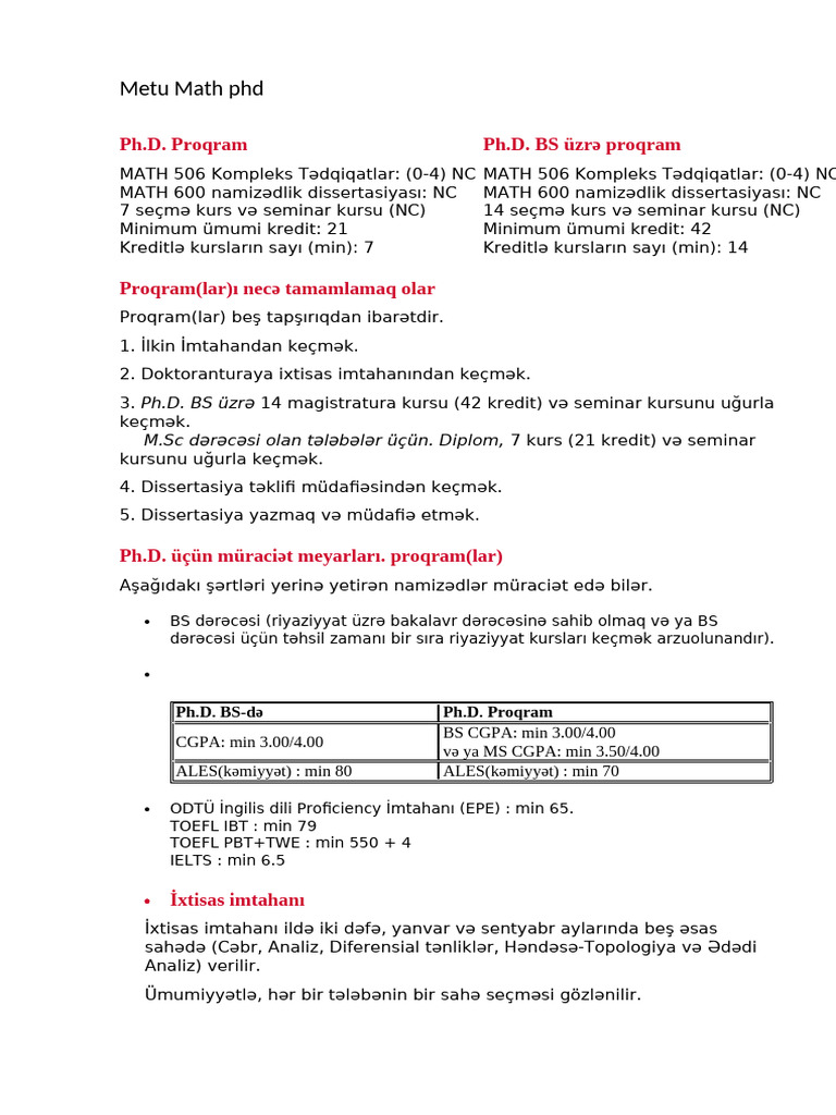 Metu Math PHD | PDF
