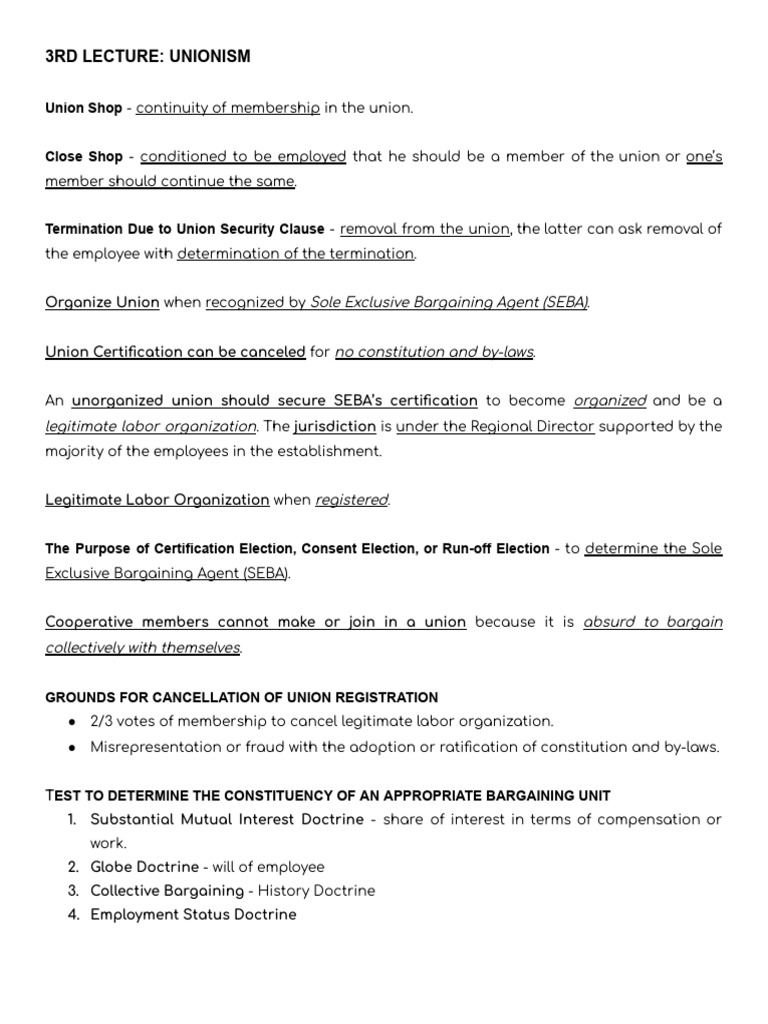 Understanding Unionism and Labor Rights | PDF | Collective Bargaining ...