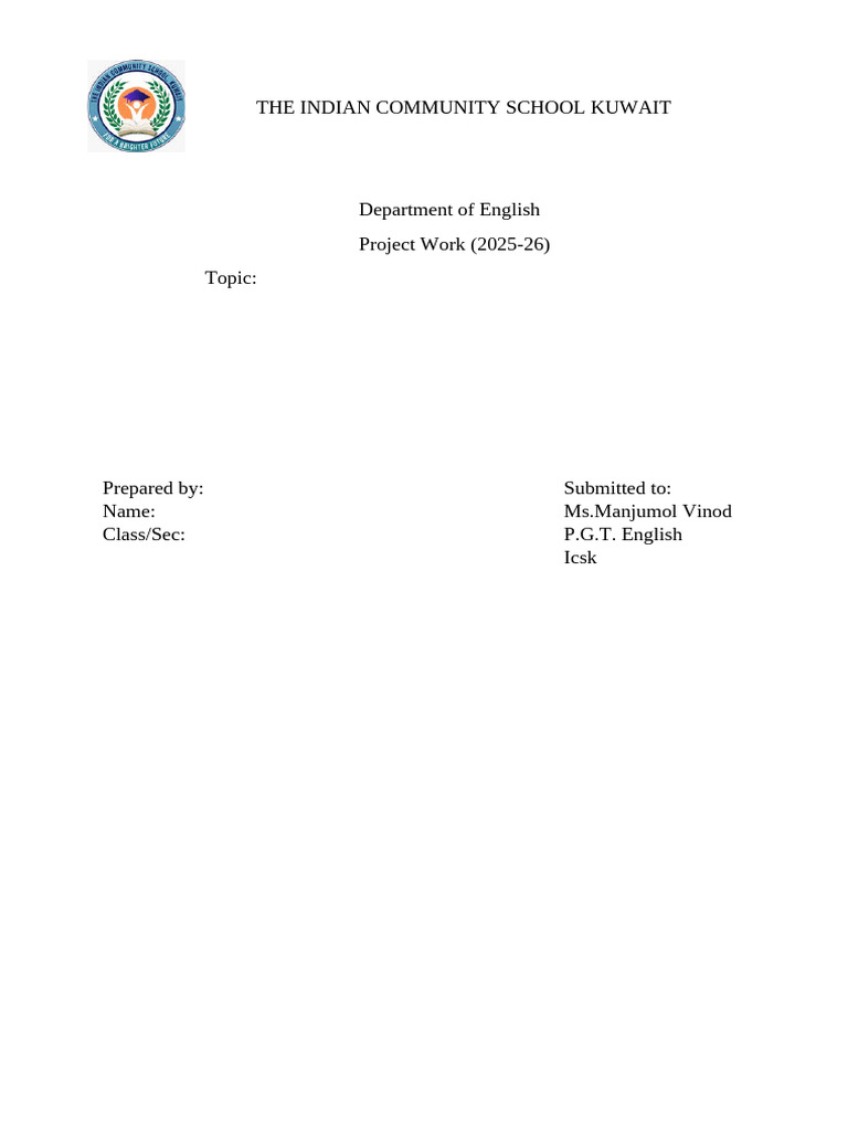 COVER PAGE. Give Background Pic Suitable For The Topic | PDF