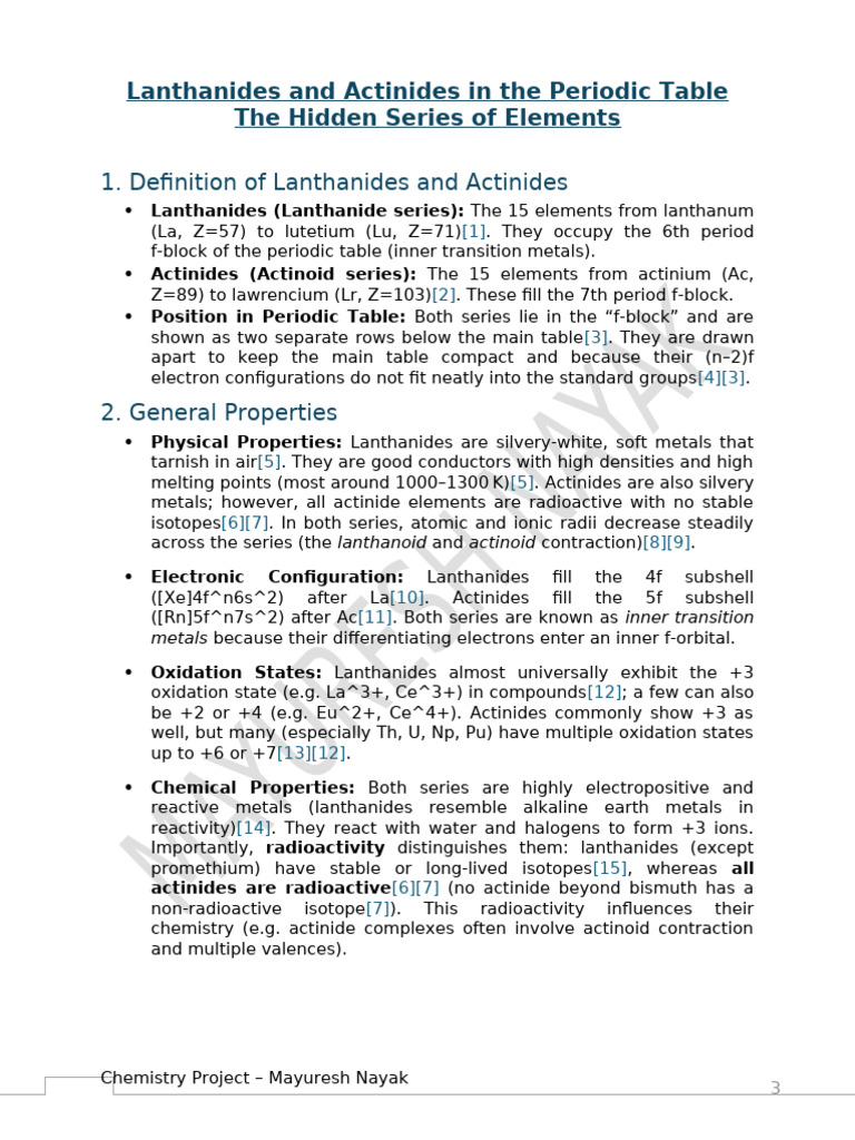 Lanthanides and Actinides Overview | PDF | Periodic Table | Actinide