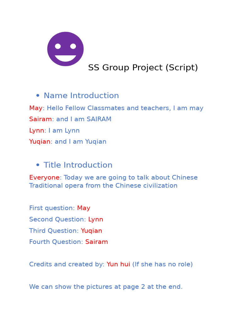 Chinese Traditional Opera Group Presentation | PDF