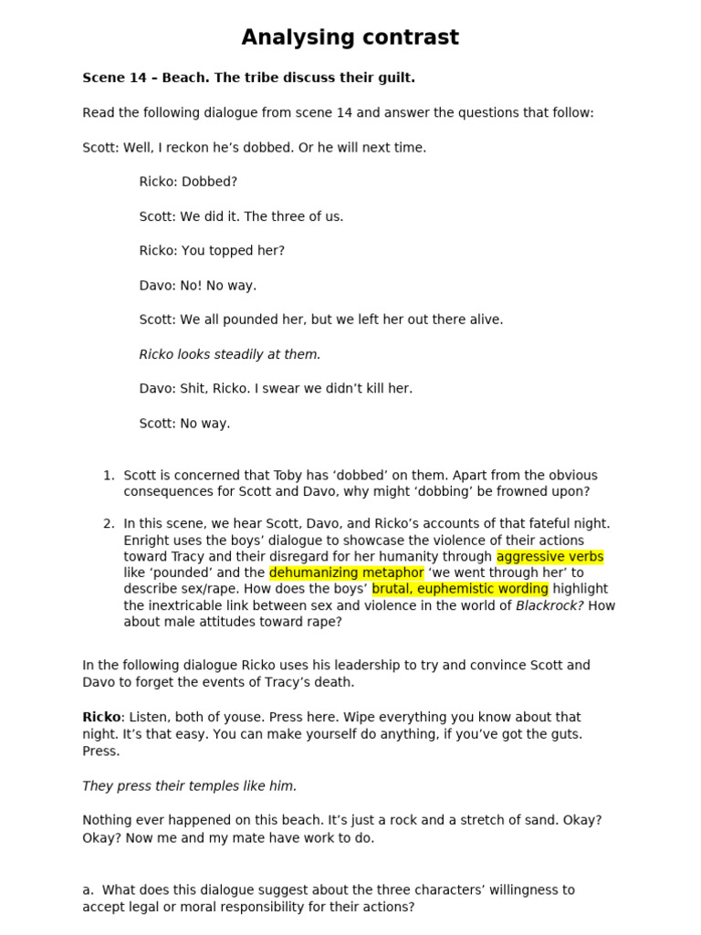 Analysing Contrast - Scene 14 | PDF