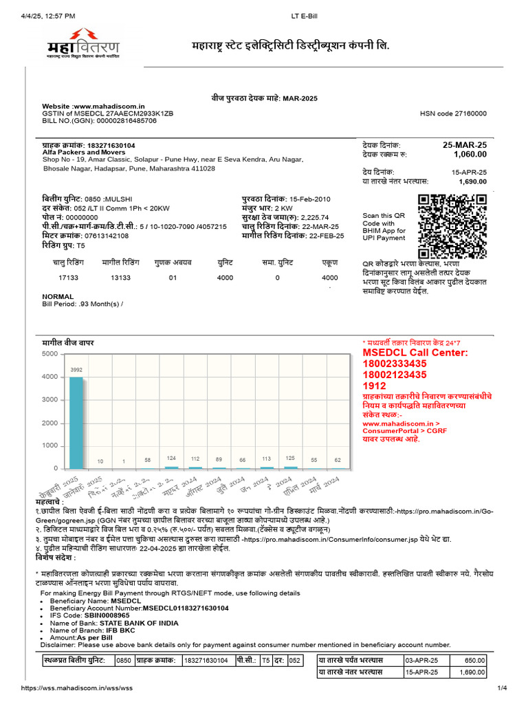 LT E-Bill - Alfa - Packers - March - 2025 | PDF