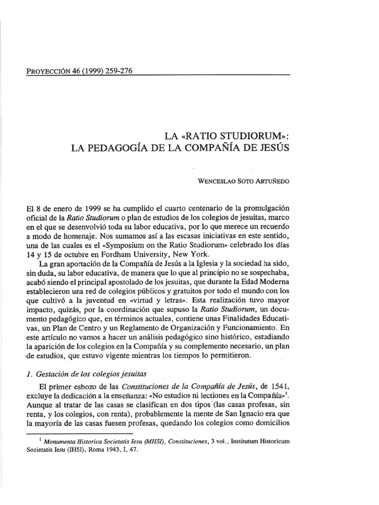 La Ratio Studiorum La Pedagogia de La Co | PDF