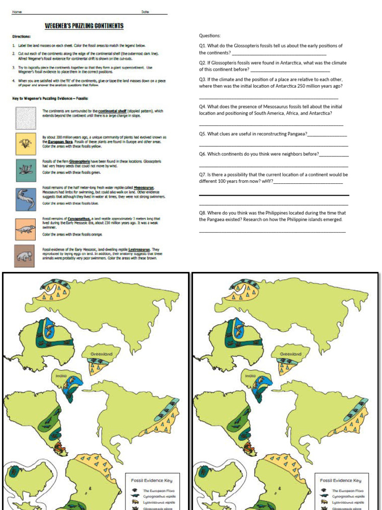 Continental Drift and Fossil Evidence | PDF