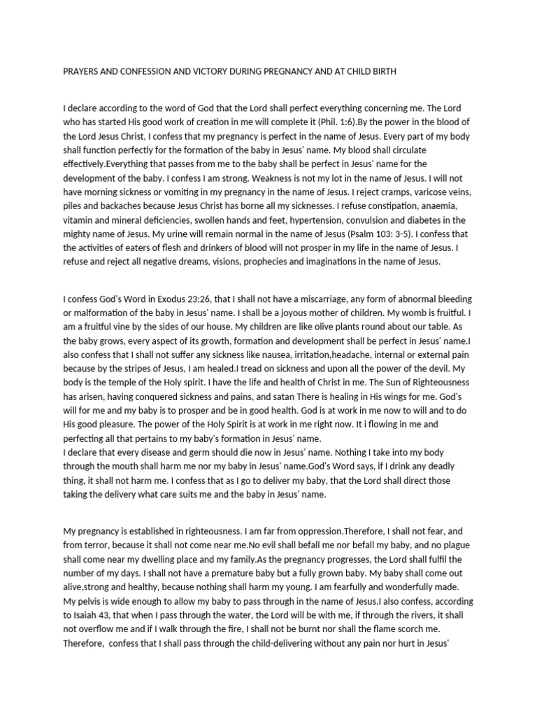 Pregnancy Prayers Baby JR | PDF | Childbirth | Jesus