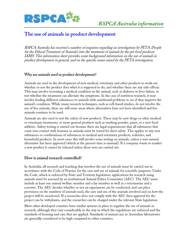 Use of Animals in Product Development | PDF | Animal Testing | Animal ...
