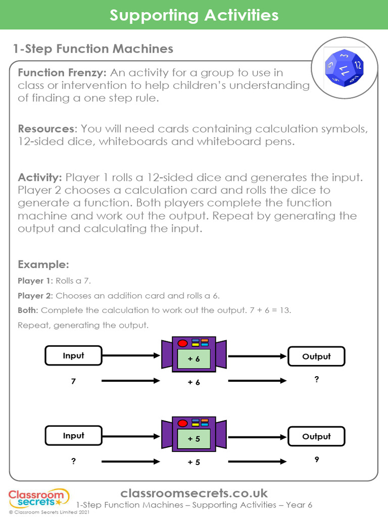 One-Step Function Machine Activities | PDF