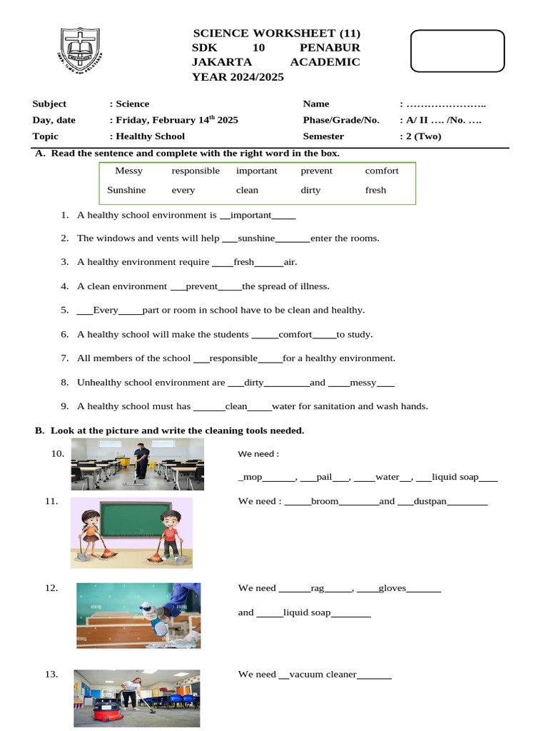 Science Worksheet 11 | PDF