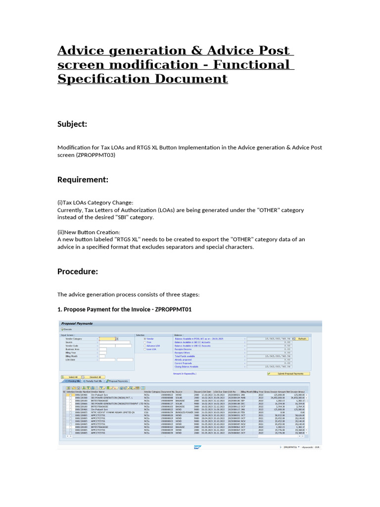Advice Generation & Advice Post Screen Modification FS | PDF | Invoice ...