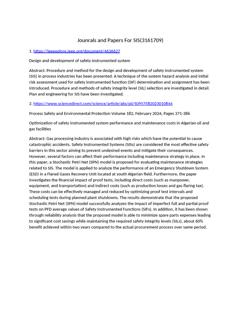 SIS Performance Optimization in Oil & Gas | PDF