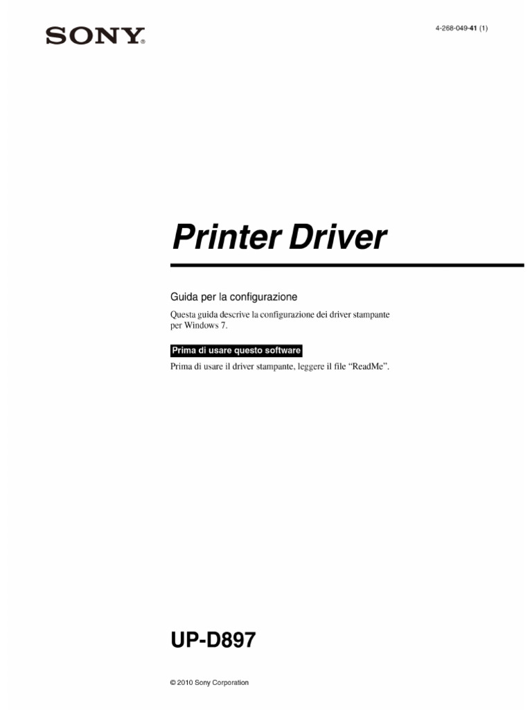 Sony UP-D897 Manuale | PDF