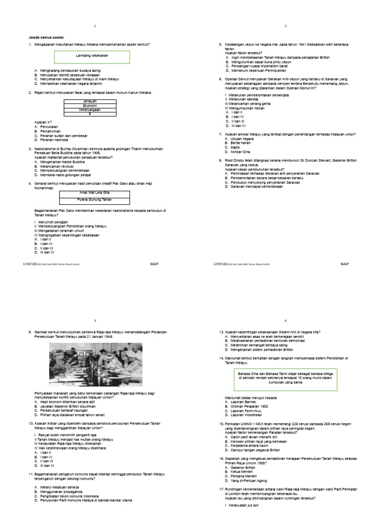 Trial K1 Sejarah SPM 2024 - Johor - PG | PDF