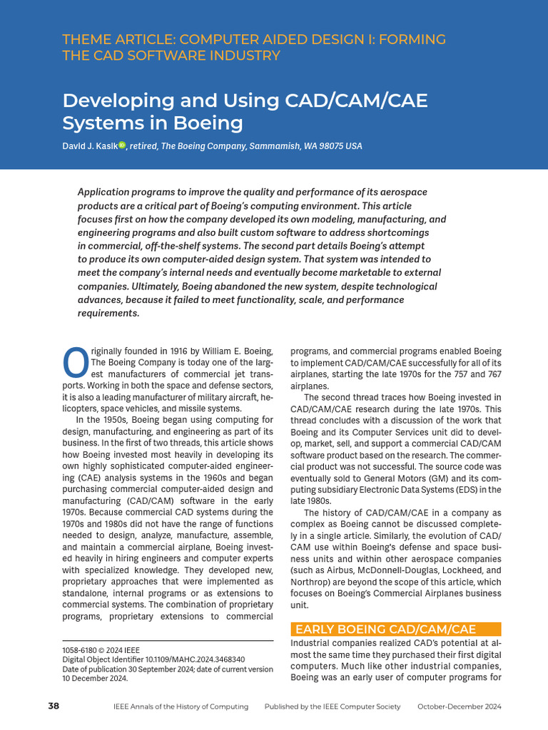 Developing and Using CAD CAM CAE Systems in Boeing | PDF | Computer ...