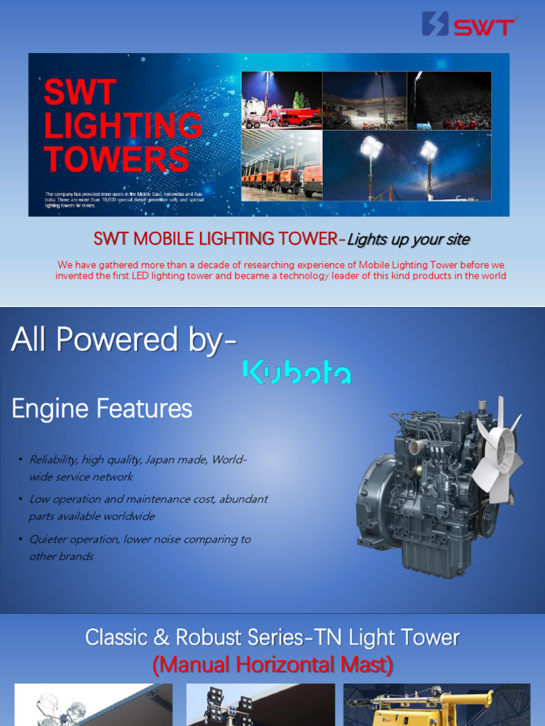 SWT Mobile Lighting Towers Overview | PDF | Alternating Current | Engines