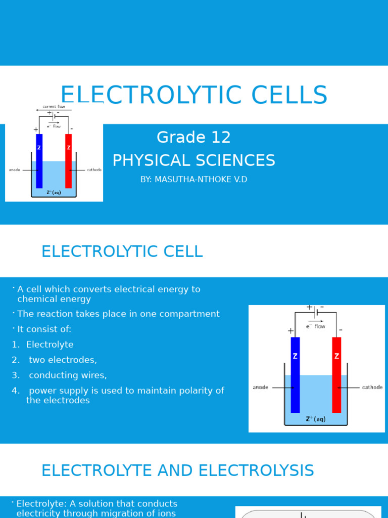 Electrolytic Cells Grade 12 | PDF | Redox | Anode