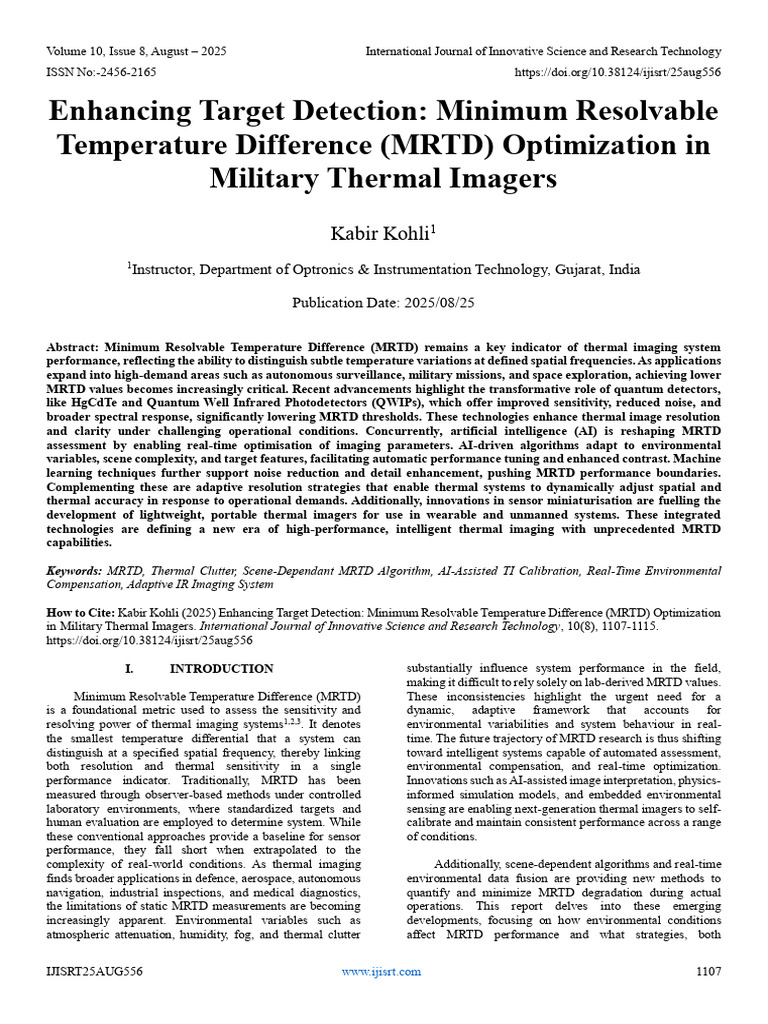 Enhancing Target Detection: Minimum Resolvable Temperature Difference ...